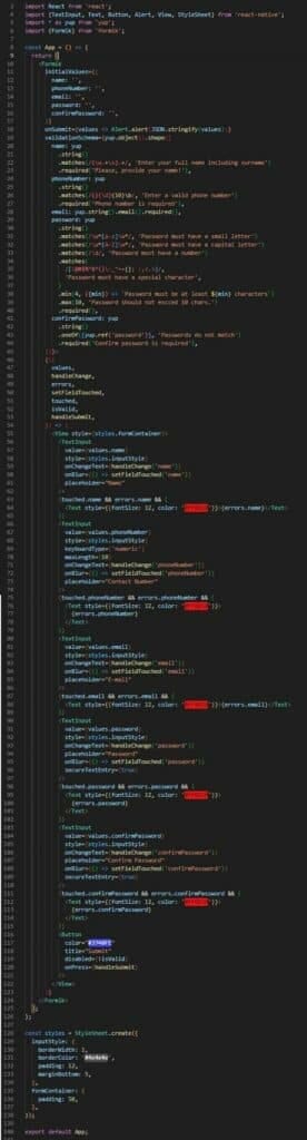 React Native Form Validation Using Formik And Yup l MindBowser React Native Form Validation Using Formik And Yup l MindBowser
