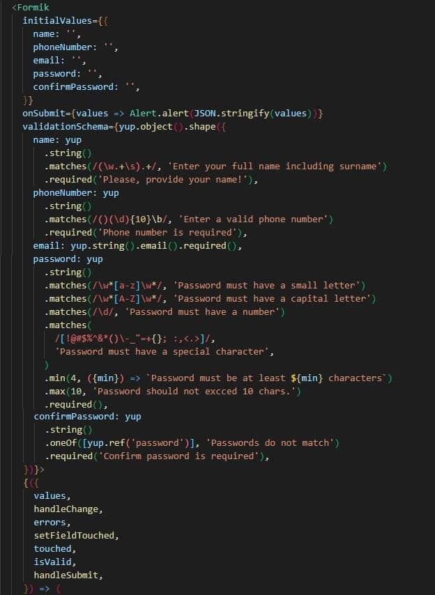 React Native Form Validation Using Formik And Yup l MindBowser React Native Form Validation Using Formik And Yup l MindBowser